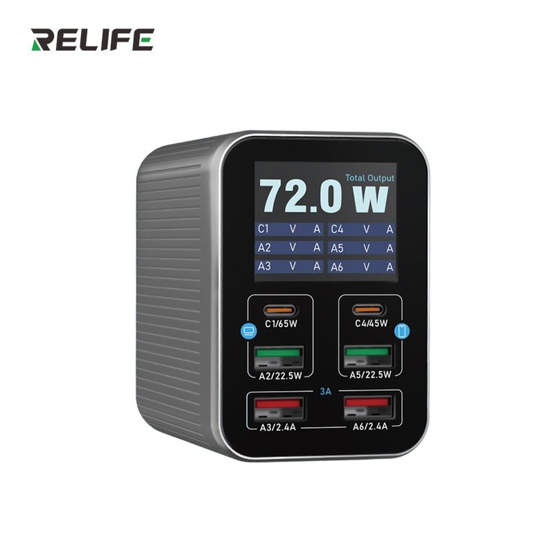 Adaptador de red RELIFE Q4, 72 W, Quick Charge, Power Delivery (PD), 6 ...